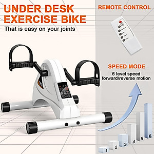 TODO Motorized Pedal Exerciser Mini Exercise Bikes, Under Desk Bike Peddler Exerciser for Seniors Rehab and Arm Leg Physical Therapy