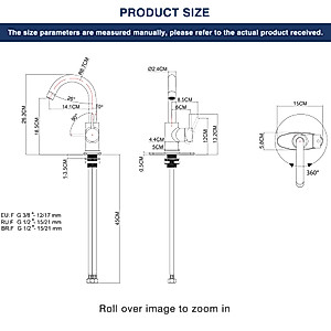 PHICHI Bar Faucet Chrome, 1 Or 3 Hole Single Handle Stainless Steel Gooseneck Sink Faucets for Bathroom Bath Outdoor with Hot & Cold Water Supply Lines