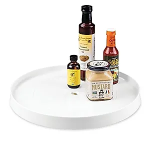 iDesign Linus Lazy Susan Turntable Spice Organizer Rack for Kitchen Pantry, Cabinet, Countertops - 14", White