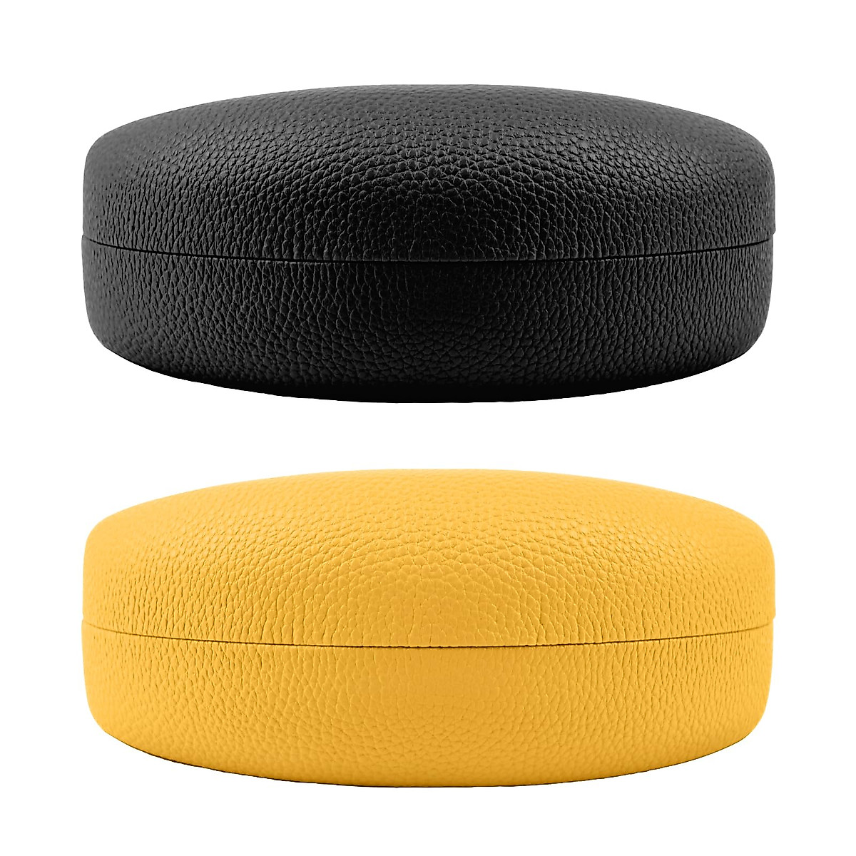 CHZZMS 2 PACK Large Hard Shell Sunglasses Case, Protective Case For Sunglasses and Eyeglasses (black+yellow)