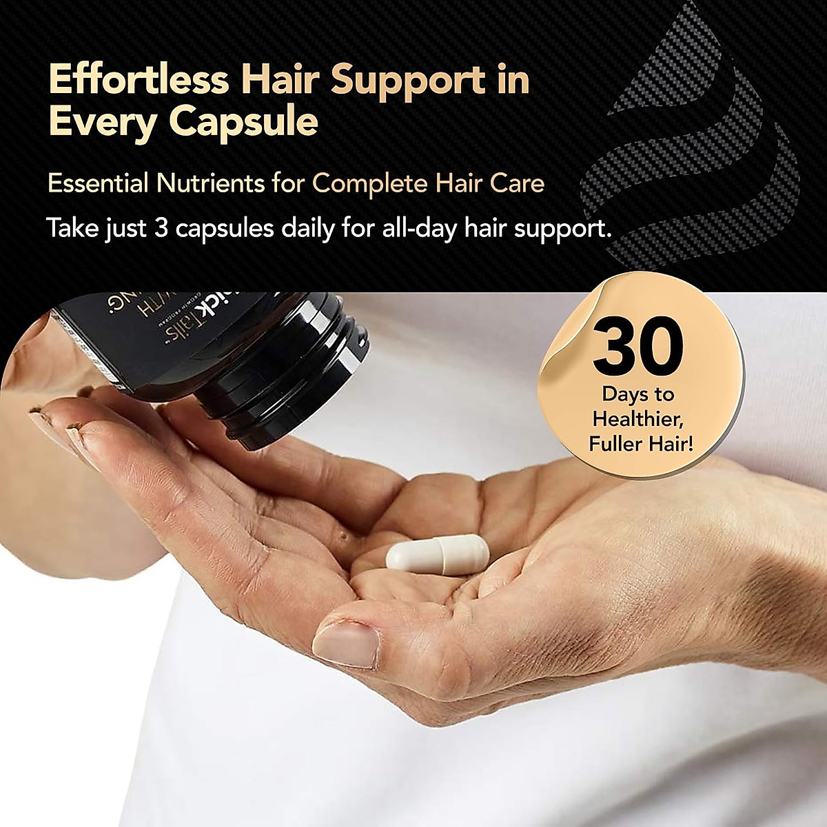 Hair Growth Vitamins for Women, 90 Hair Capsules with Collagen Peptides, Biotin, and Vitamin C. Hair Vitamins for Menopause & Postpartum Recovery