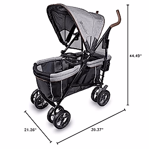 Summer Infant 3Dlite Wagon Convenience Lightweight Stroller for Infants, Accommodates up to 50 Pounds and Holds 2 Children, Black/Gray