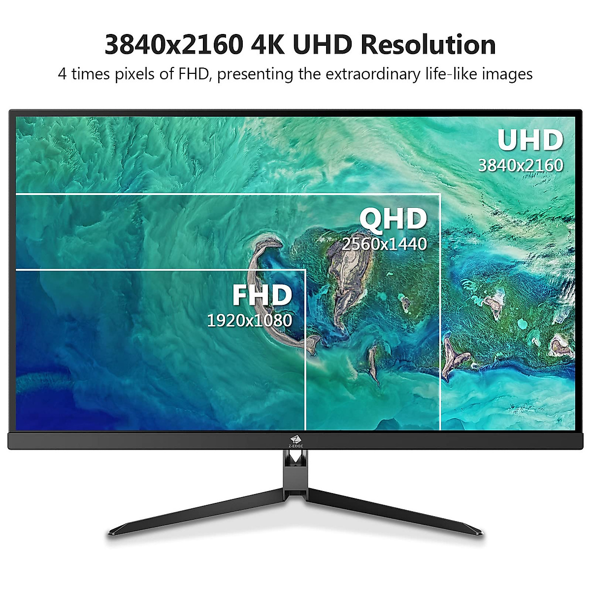 Z-Edge U32I4K 32 Inch 4K Monitor, UHD 3840 x 2160 IPS Monitor, AMD FreeSync, Viewing 178°, HDMI and USB Type-C Connectivity, 60Hz Refresh Rate, 8ms, 3-Side Virtually Ultra-Slim Bezel Design