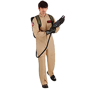 Deluxe Plus Size Ghostbusters Halloween Costume | Adult Ghostbusters Jumpsuit Uniform with Proton Pack for Men 4X Brown
