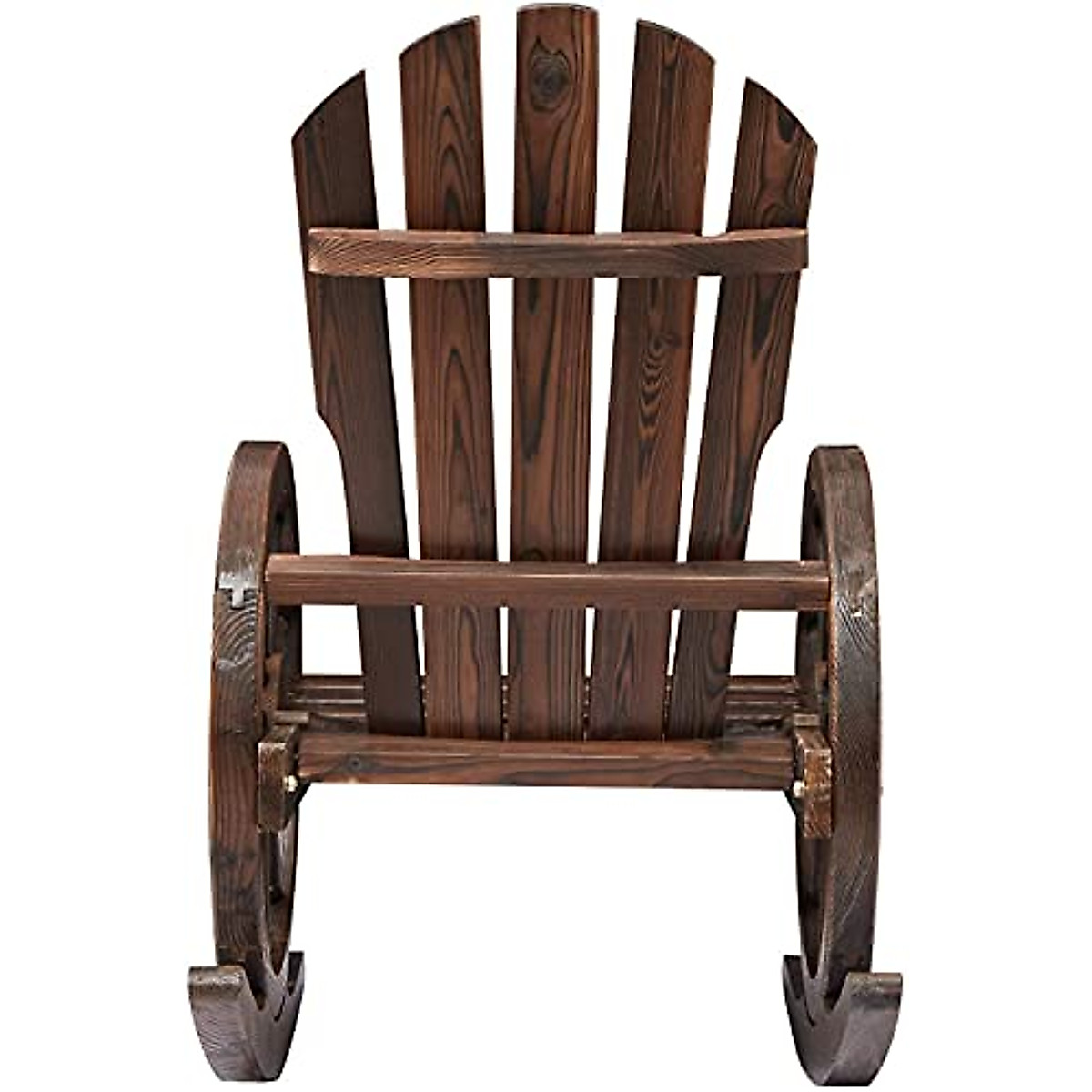 KINTNESS Adirondack Rocking Chair Vintage Wagon Wheel Design Outdoor Furniture for Garden,Patio,Backyard Natural