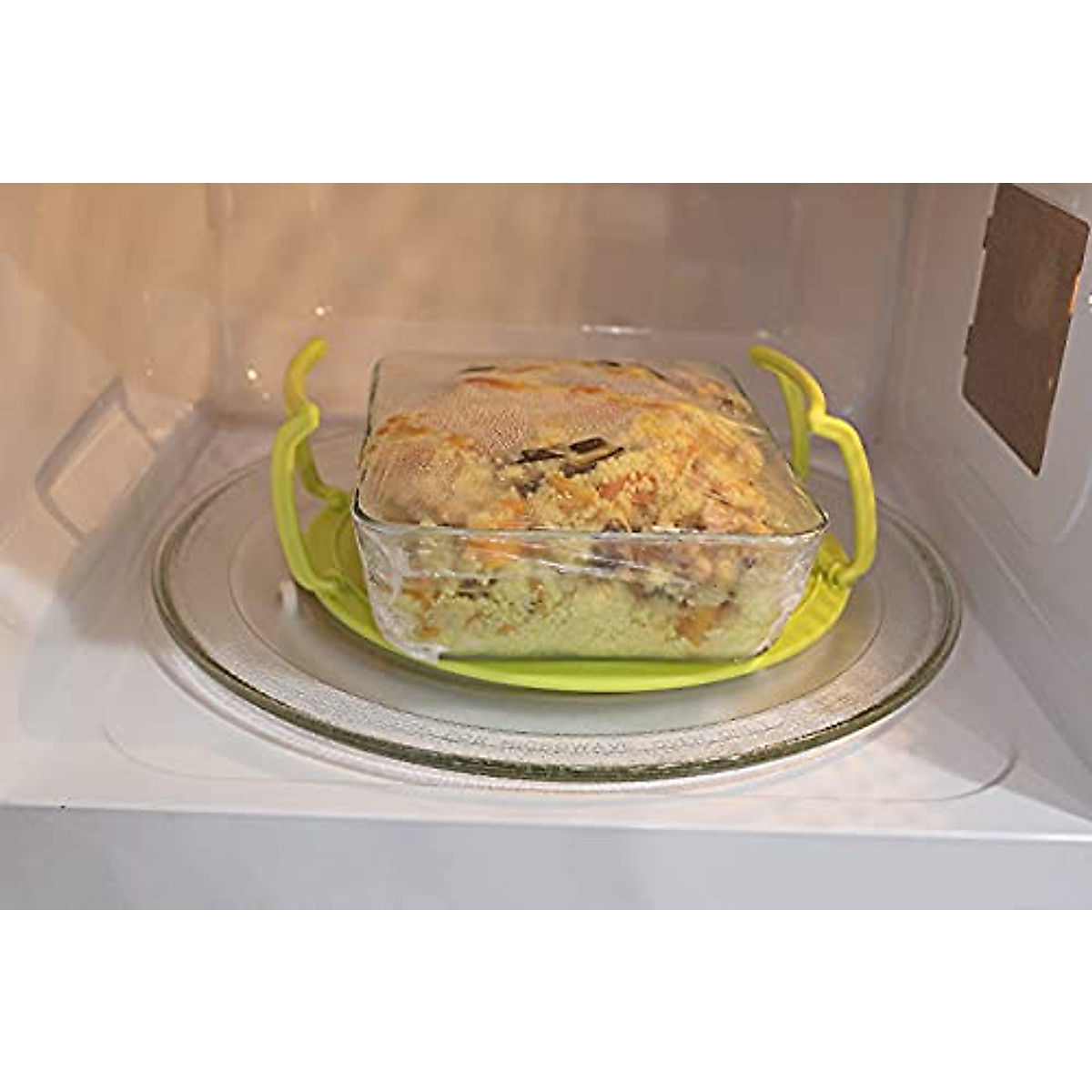 Microwave Multipurpose 4 in 1 Tray Stand Rack Splatter Guard Carry Tray Stacking Shelf (1, Green)