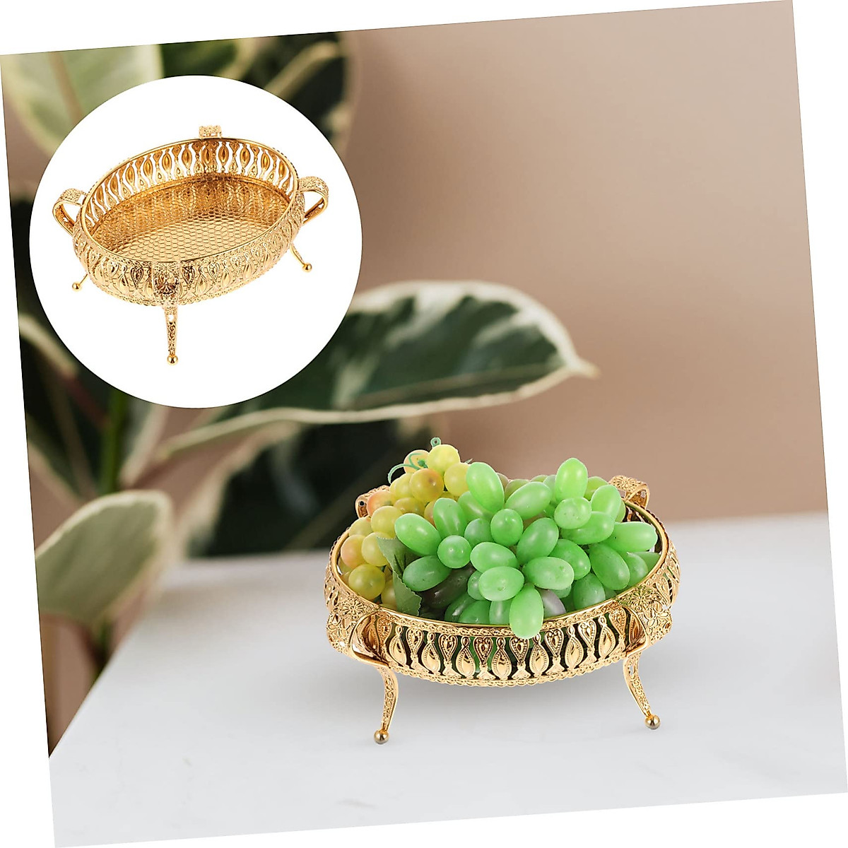 ADOCARN 1pc Storage Dishes Altar Bracelet Vegetables Fruit Style Smudging Household Plates Bread Bowls Display Metal Nut Basket Dry Cuake Cakes Vanity Incense Offering Buddhist Salad