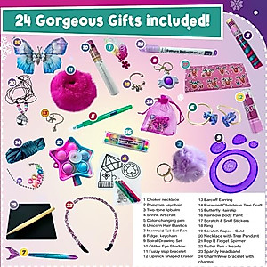 PURPLE LADYBUG Girls Advent Calendar 2023 with 24 Unique Gifts - Crafts, Makeup, Jewelry, Accessories, & More - Cool Kids Advent Calendar 2023, Fun 24 Days of Christmas Countdown for Girl Age 6+