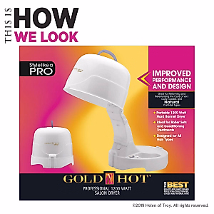 Gold N Hot Professional 1200W Full Hood Hair Dryer | For Roller Sets and Conditioning Treatments