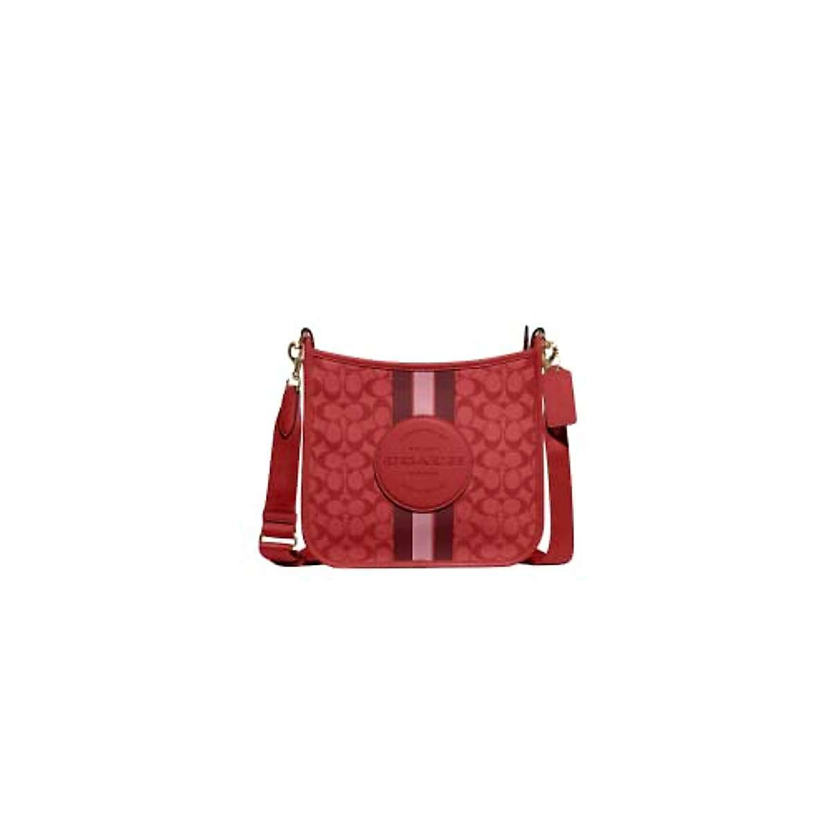 COACH Dempsey File Bag In Signature Jacquard With Stripe Patch (IM/Red Apple Multi)