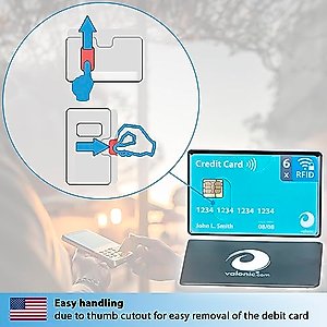 valonic set of 6 RFID blocking sleeves - insertion from the top, Credit Card Protector sleeve for wallet - Protection block for Debit Card and Metro Card