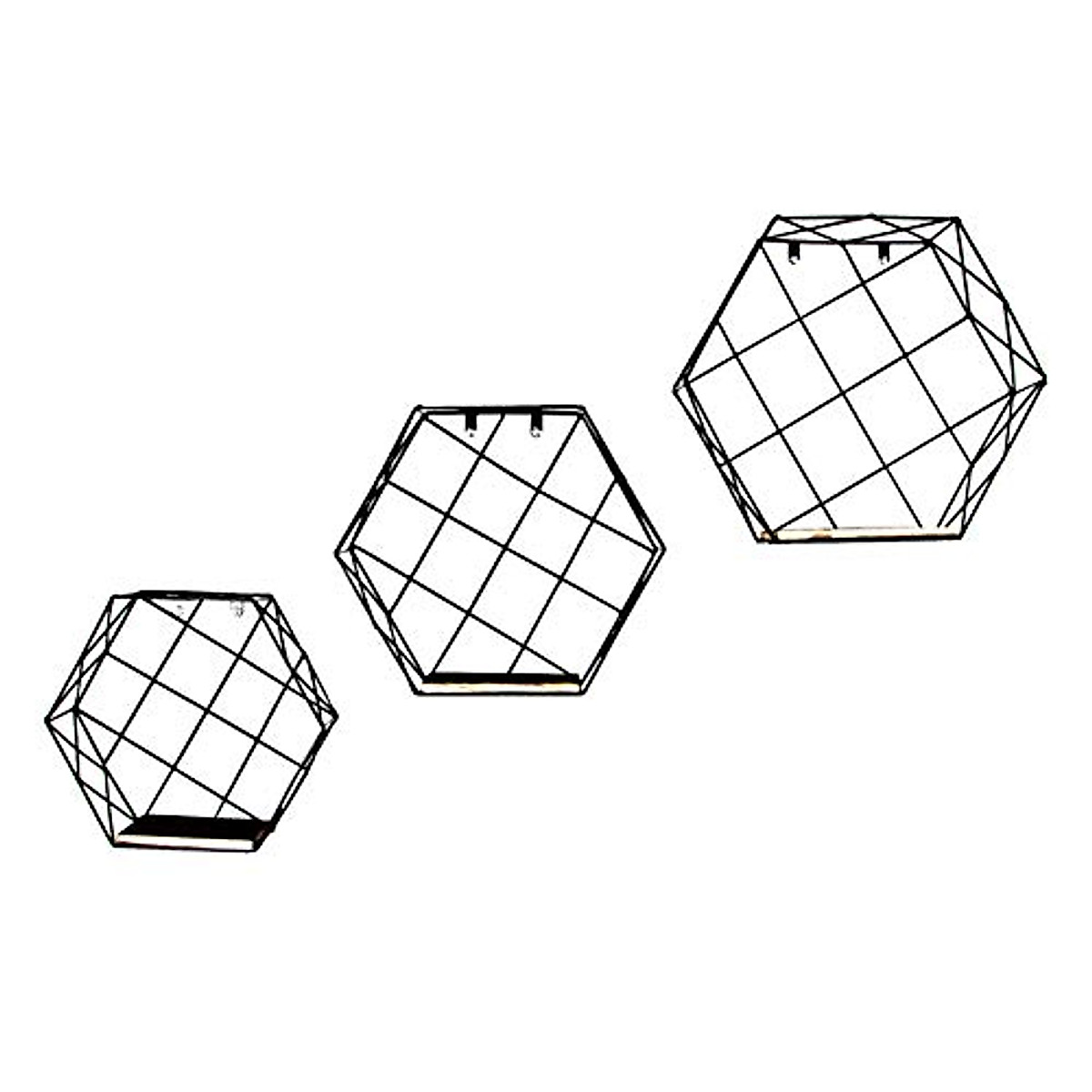 Admired By Nature Wall-Mounted Metal Wire Hanging Storage Shelves, A. Black