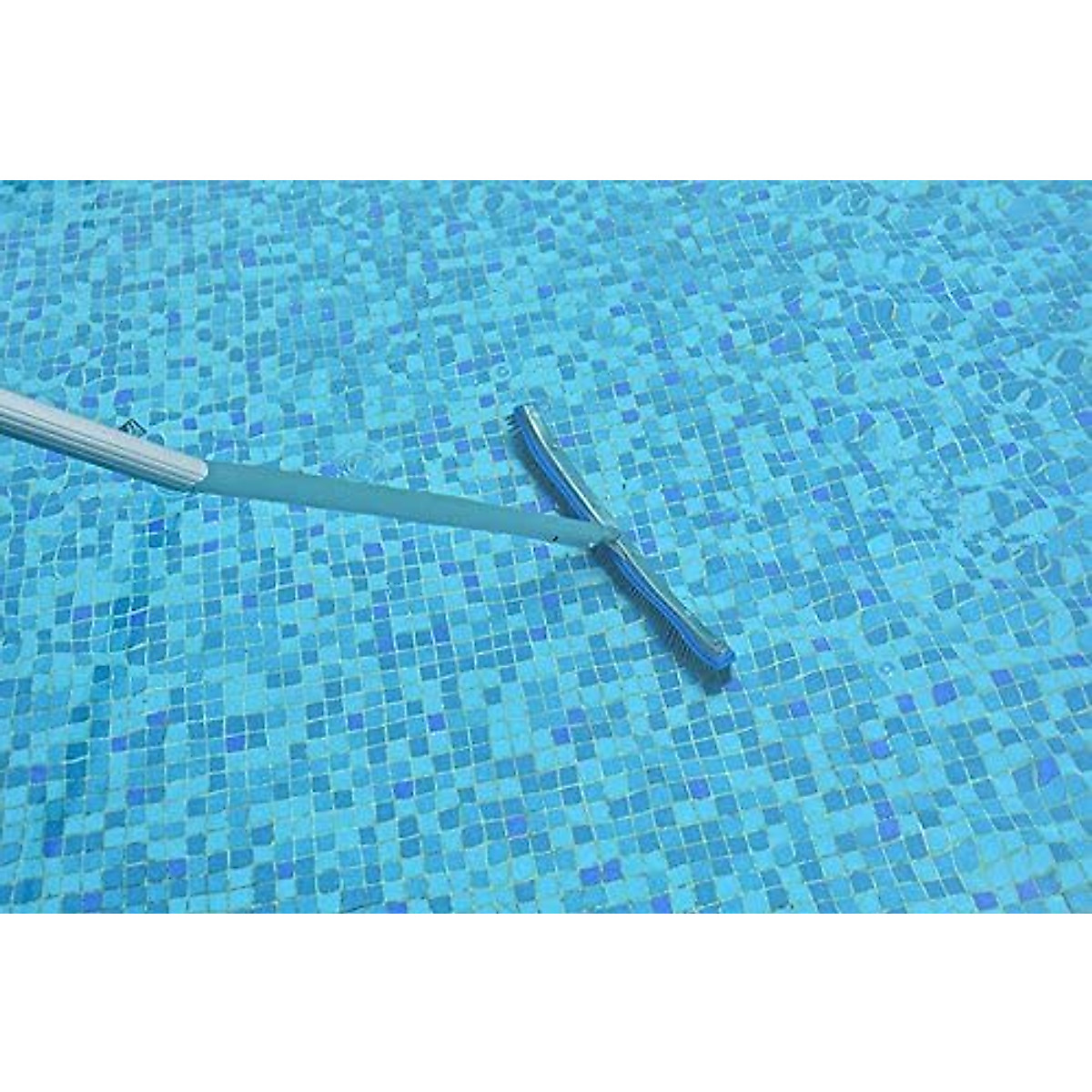 Aquatix Pro Pool Brush, 18" Heavy Duty Aluminium Back, Curved Ends for Corners, Scrub Brush w/ Stainless Steel Bristles & EZ Clip, Swimming Pool Brushes for Cleaning Pool Walls, Tiles, Floors & Steps