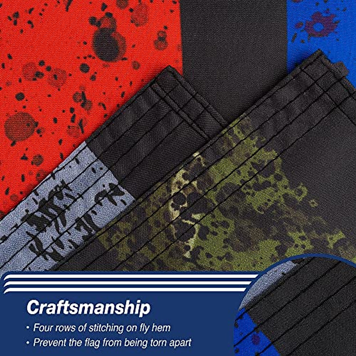 XIFAN Double Sided Flag No One Fights Alone Flag 3 Ply US American Flag First Responders Multi Thin Line Brass Grommets Outdoor Banner Decoration 3 X 5 FT