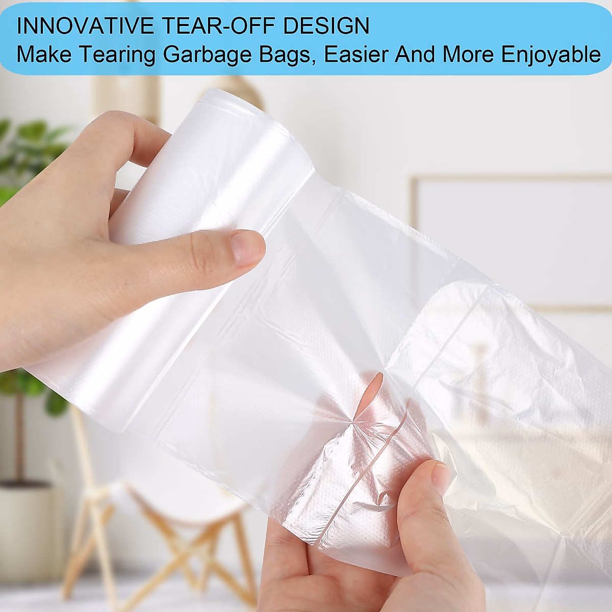 2 Gallon Small Plastic Trash Bags, 7.5 Liters Clear Wastebasket Liners Garbage Bags for Home, Office, Bathroom, 100 Counts