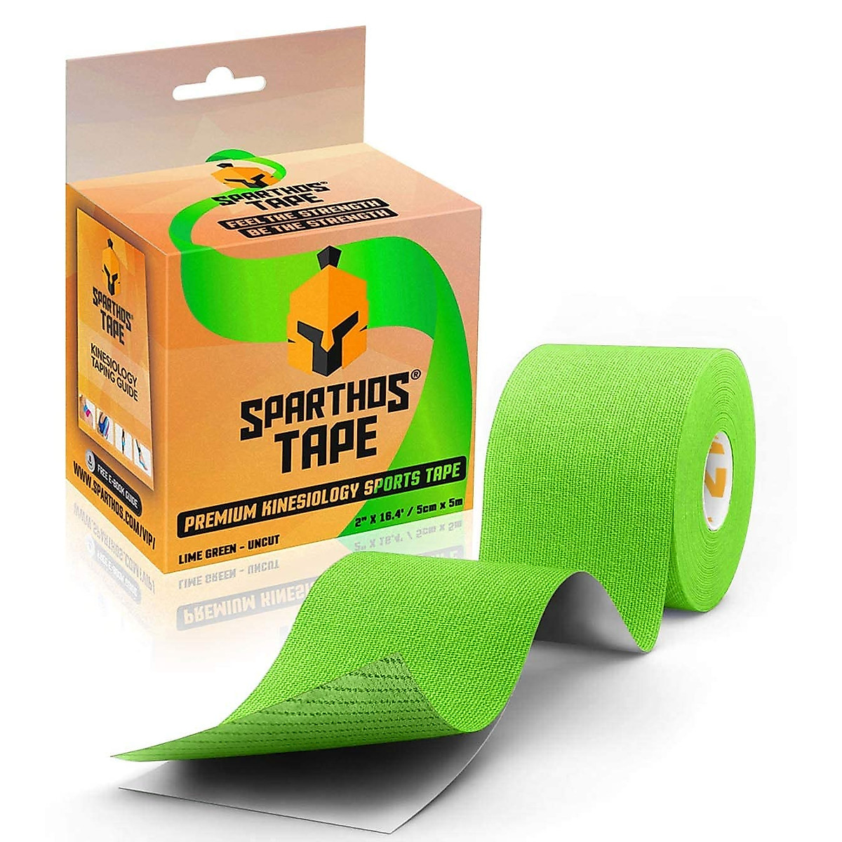 Sparthos Kinesiology Tape [Lime Green - 16.4ft Uncut Roll] x Ice Packs for Injuries [Size Medium + Cover]