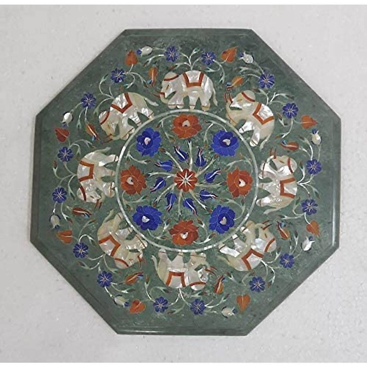 Green Marble Octagon Coffee Table Top Pietra Dura Ballard Designs Z Gallerie Dinner Table Pietra Dura, Green Marble Hot Plate, Piece Of Conversation, Family HeirLoom