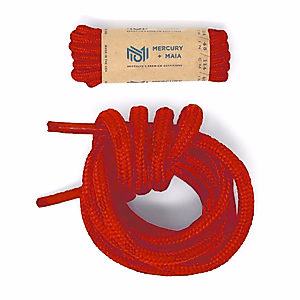 Mercury + Maia Honey Badger Survival Paracord Boot Laces - 7 Strand Nylon Core - Made in USA (Red, 54 inches, 1 Pair)
