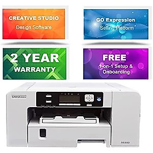 Sawgrass Printer SG500, Sublimation Printer for T-Shirts Mugs Tumblers, Printer for Heat Transfer, SG500 Bundle Starter Kit with Sublijet UHD Inks Sublimation Paper 8.5x11 & Blanks (White)