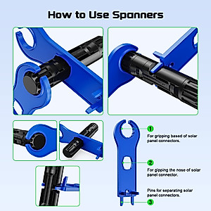 Bateria Power 20FT 10AWG(6mm²) Solar Panel Extension Cable, with Female and Male Connectors and Extra Free Spanners, Solar Panel Adaptor Kit Tool(20FT Red + 20FT Black)