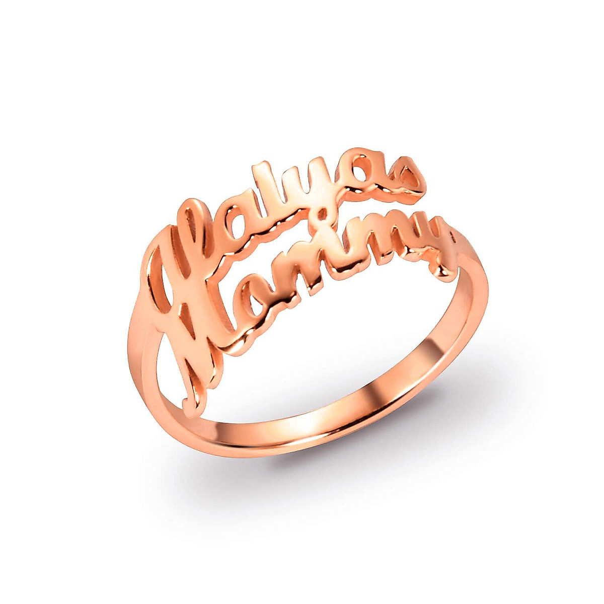 Ayafee Gold Name Rings Personalized for Women 10K 14K 18K Gold Custom with Any Name Rings for Her - Style A
