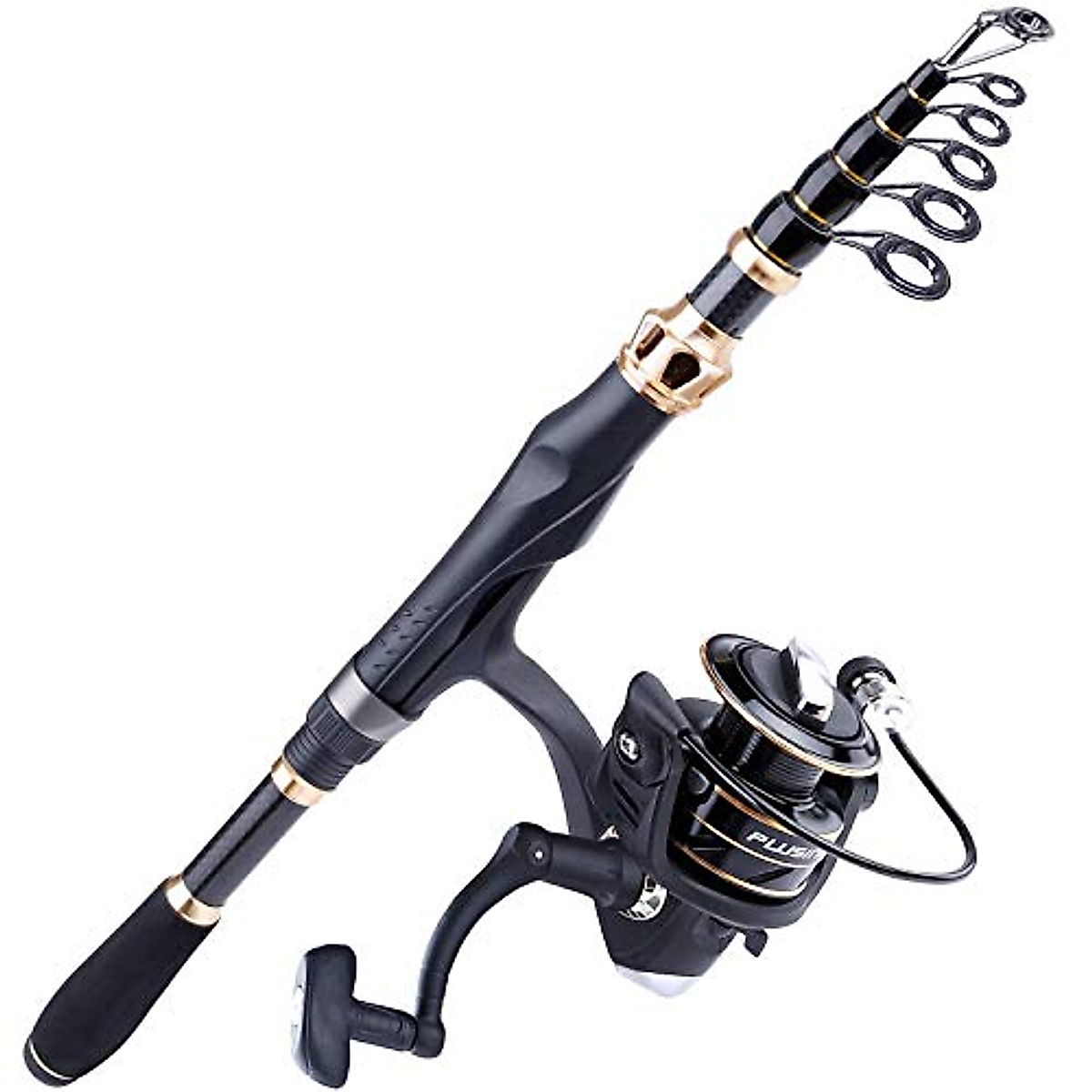 PLUSINNO Fishing Rod and Reel Combos and Fishing Tackle Backpack Storage Bag,Carbon Fiber Telescopic Fishing Rod with Reel Combo,Fishing Gear Bag,Water-Resistant Fishing Backpack with Rod Holder