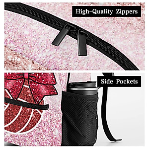 NZOOHY Glitter Volleyball Bow Personalized Kids School Backpack Custom Name for Boys Girls Primary Daypack Bookbag Travel Bag