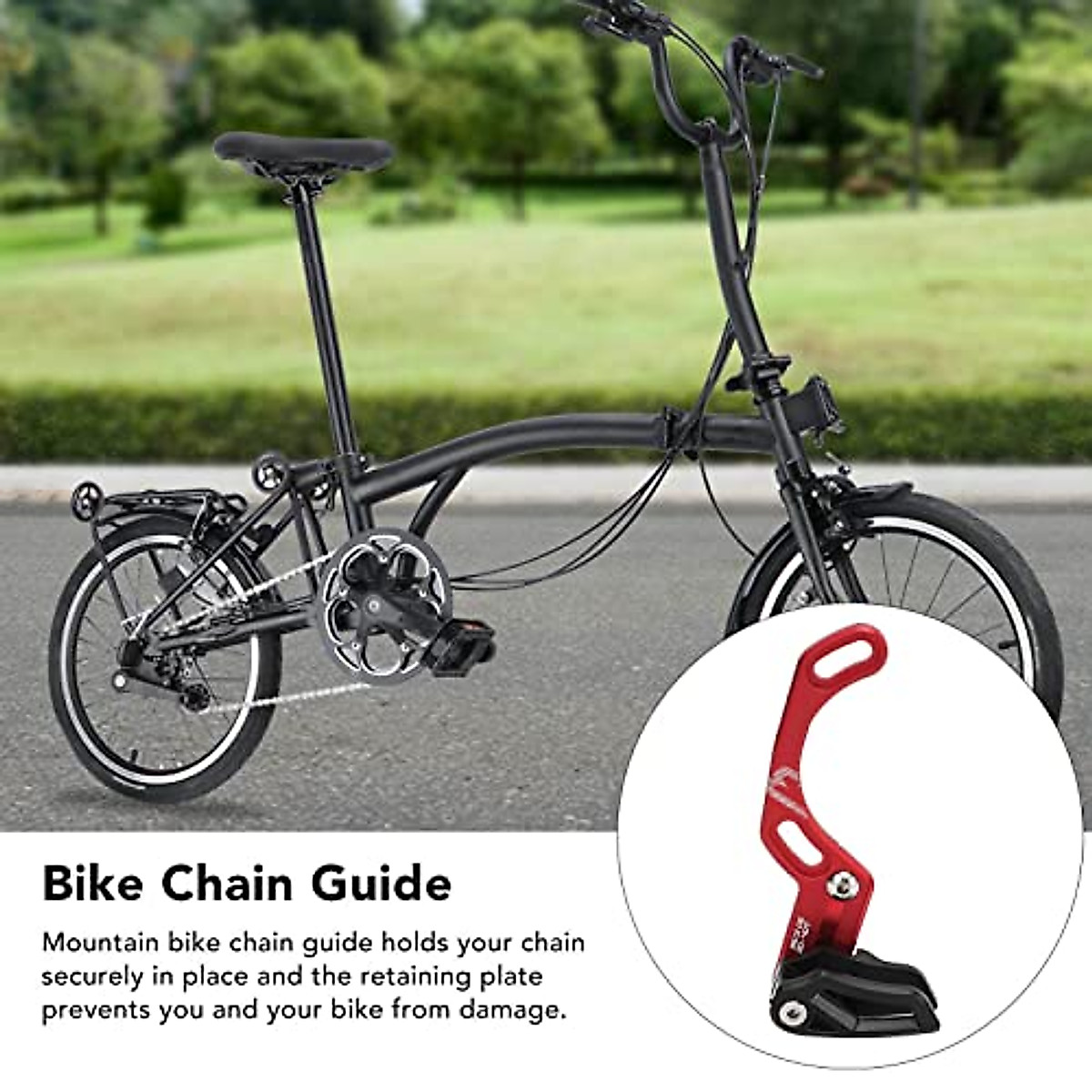 Jopwkuin Cycling Chain Guide, Aluminum Alloy Easy Installation Red High Strength Bike Chain Guide Single Disc Replacement for Road Bike