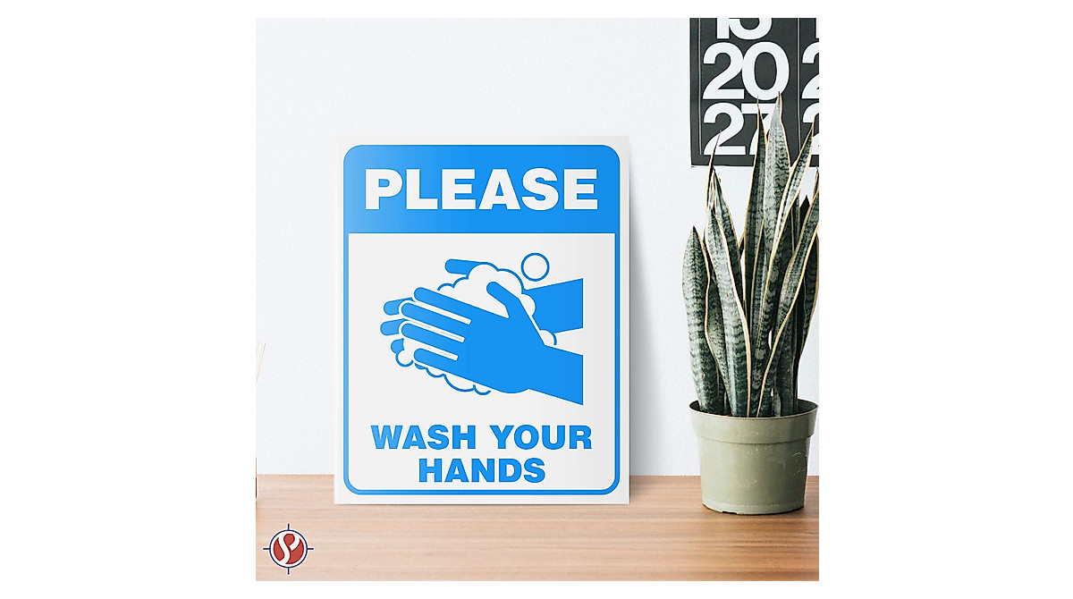 Please Wash Your Hands Sign Laminated Poster - Safe Hygiene Reminder
