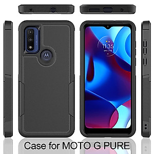 Jeylly for Moto G Pure Case, Moto G Play 2023 Case Dual Layer Hard PC Soft TPU Bumper Shockproof Anti Scratch Slim Thin Durable Protective Phone Cover for Moto G Pure 2021, Green