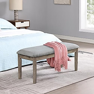 ECLY. Woven Bench for Bedroom End of Bed Bench 39.5" Wooden Bench ndoor Dinning Bench Entrywway Bench with Solid Rubber Wood leas Bed Bench forBedroom Entryway Living Room Kitchen