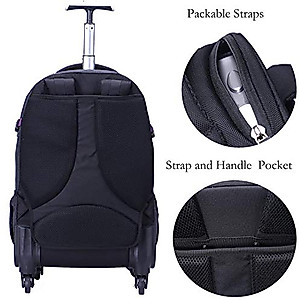 AOKING 20/22 ″ Water Resistant Rolling Wheeled Backpack Laptop Compartment Bag (22 inch, Purple)