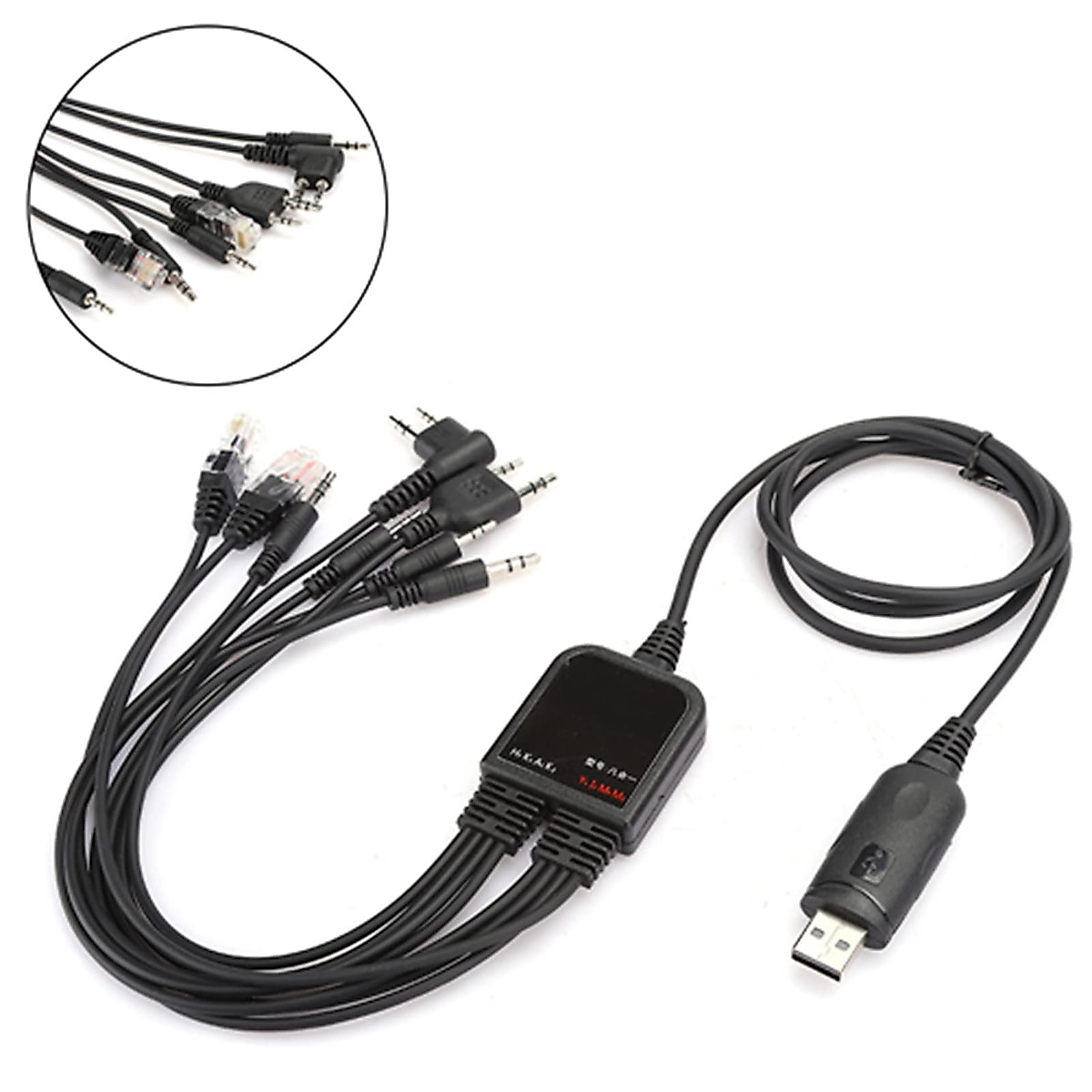 8 in 1 Multifunctional USB Programming Cable Compatible for Kenwood/QuanSheng/HYT/Motorola Walkie Talkie