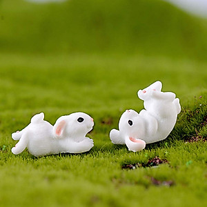 NUOBESTY 8pcs Rabbit Micro Landscape Bunny Decor Easter Bunny Mini Rabbit Figurine Bunny Cake Topper Mini Rabbit Toy Miniature Bunny Figures Fairy Toy Ornaments Rabbit Mini Cupcake White