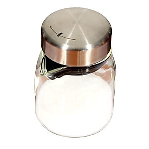 J&M DESIGN Sugar Bowl With Lid And Spoon Creamer & Dispenser Bowls Set For Kitchen Countertop Coffee Bar Accessories Containers Glass Milk Carton 7oz Holder Sugar Container Jar Stainless Steel Lid