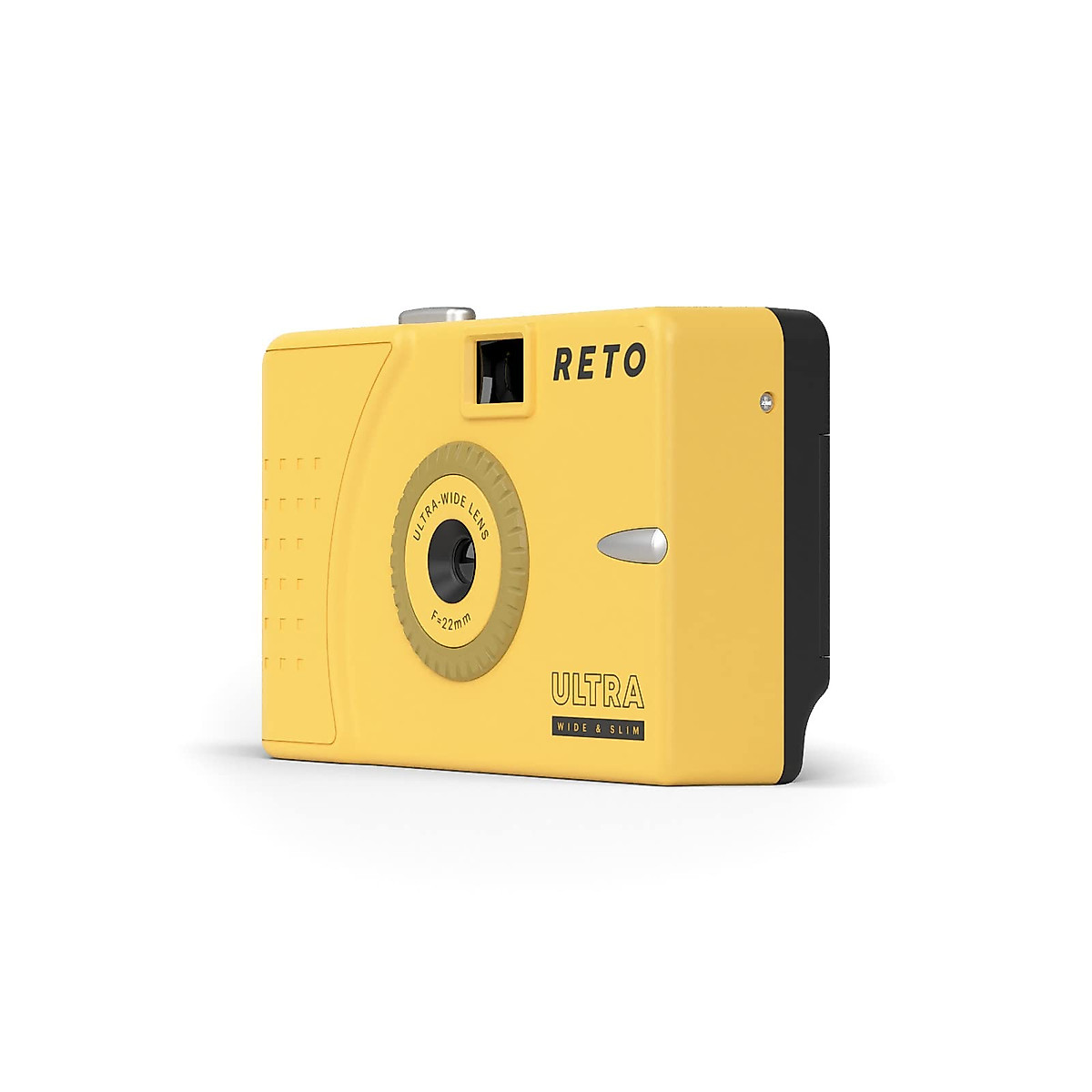 RETO Ultra Wide and Slim 35mm Reusable Daylight Film Camera - 22mm Wide Lens, Focus Free, Light Weight, Easy to Use (Muddy Yellow)