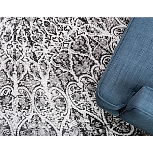 Unique Loom Sofia Collection Area Rug - Grace (6' 1" x 9', Dark Gray/ Gray)