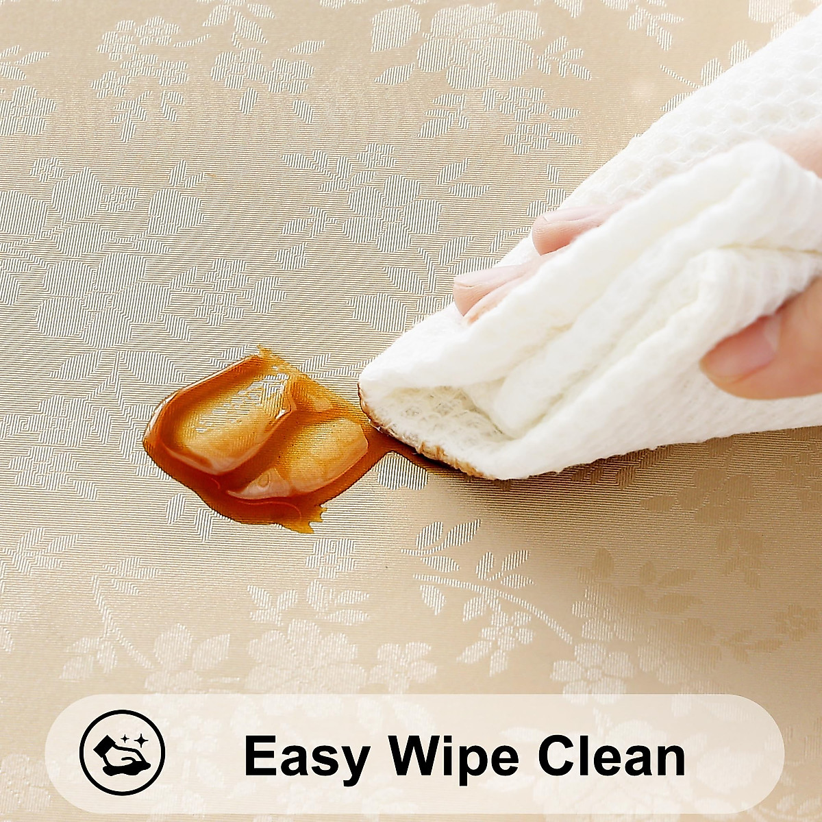 smiry Rectangle Table Cloth, Waterproof Heavy Duty Vinyl Tablecloths, Wipeable Washable Table Cover for Kitchen and Dining Room (Beige, 60" X 102")