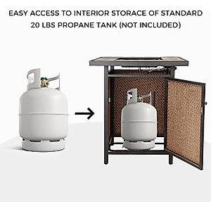 Grand patio 5-Piece Patio Swivel Bar Set with Fire Pit Table 60,000 BTU Heat Output, Outdoor Counter Height Patio Bar Stools Set of 5, High Bar Chairs with High Back, Black&Grey Plaid