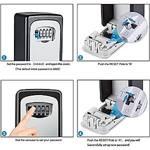 TTRWIN Security Key Lock Box, Resettable 4 Digit Combination Waterproof Lockbox, Key Safe Storage Security Lock Box, 5 Keys Large Capacity Wall Mounted LockBox for House Key, ID Card, Garage Key