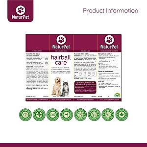 NaturPet Hairball Care | Natural Herbal Drops to Support Digestion, Hairballs, Gas, Bloating | Cats& Dogs | 100mL