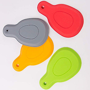 Webake Silicone Spoon Rest for Stove Top, Cooking Spoon Holder, Ladle Holder, Spatula Holder for Kitchen, Dining Table, Fork, BBQ Brushes, Tongs and Kitchen Utensils Set of 4 (Multiple Colors)