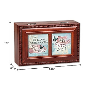 Cottage Garden My Sister and I Rich Woodgrain Finish Petite Jewelry Music Box - Plays That?s What Friends are for