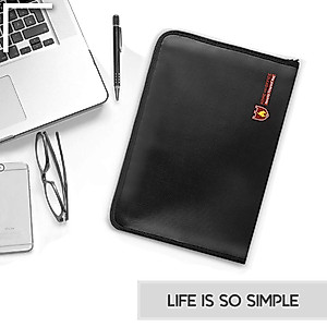 Fireproof Document Bag Fire & Water Resistant File Folder A4 Size 12 Pockets Fireproof Waterproof Safe Document Holder, Non-Itchy Silicone Coated Portable Filing Pouch for Legal Document(Clear)