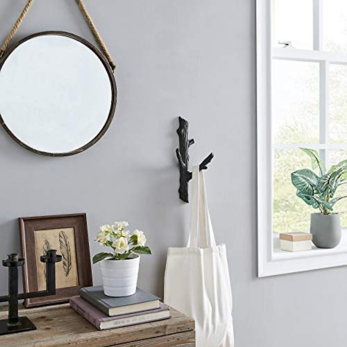 Danya B. Double Cast Iron Tree Branch Coat Hook 2-Piece Set | Wall Mounted | For towels, bags, purses, coats, jackets, scarves, hats, caps | Use in Entryway, Bedroom, Hallway, Bathroom, Kitchen- Brown