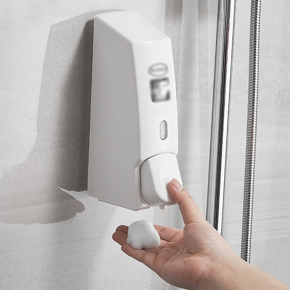 Soap Pump Dispenser Wall-Mounted Foam Soap Dispenser Small and Large-Capacity Plastic Dispenser Can Replenish Liquid White 600ml / 21oz Bottles Dispenser