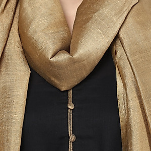 DUPATTA BAZAAR Women's Gold Cotton Silk Dupatta