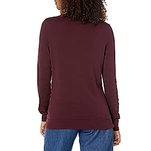 Amazon Essentials Women's Long-Sleeve Lightweight Crewneck Sweater (Available in Plus Size), Burgundy, Medium