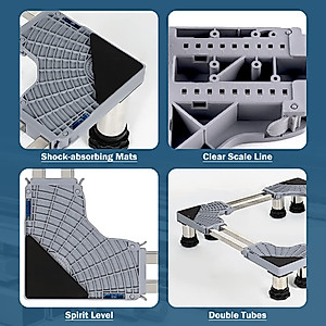 Kokorona Washing Machine Stand Mini Fridge Stand with 8 Strong Feet (5.1-6.3in High, Dual-Tube), Adjustable Refrigerator Base Multi-Functional Washer Dryer Pedestals, Max Load 606LBS