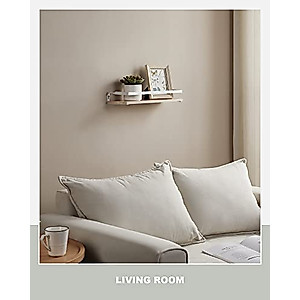 olysmto Floating Shelves, Bathroom Shelf with Paper Towel Holder Hair Dryer Rack, Kitchen Wall Organizer Storage Shelving - Maple Faux Wood